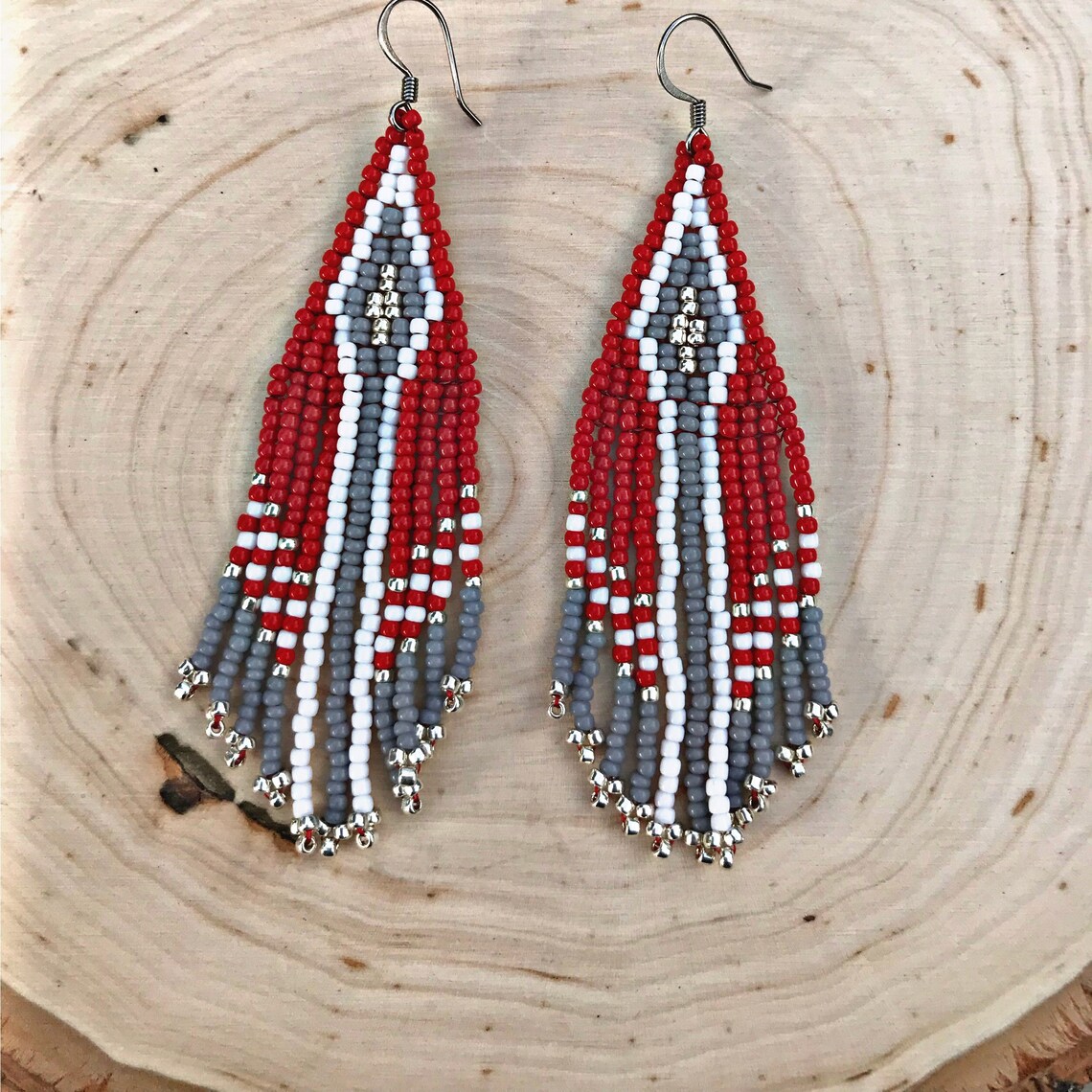 Red Seed Bead Earrings - Etsy