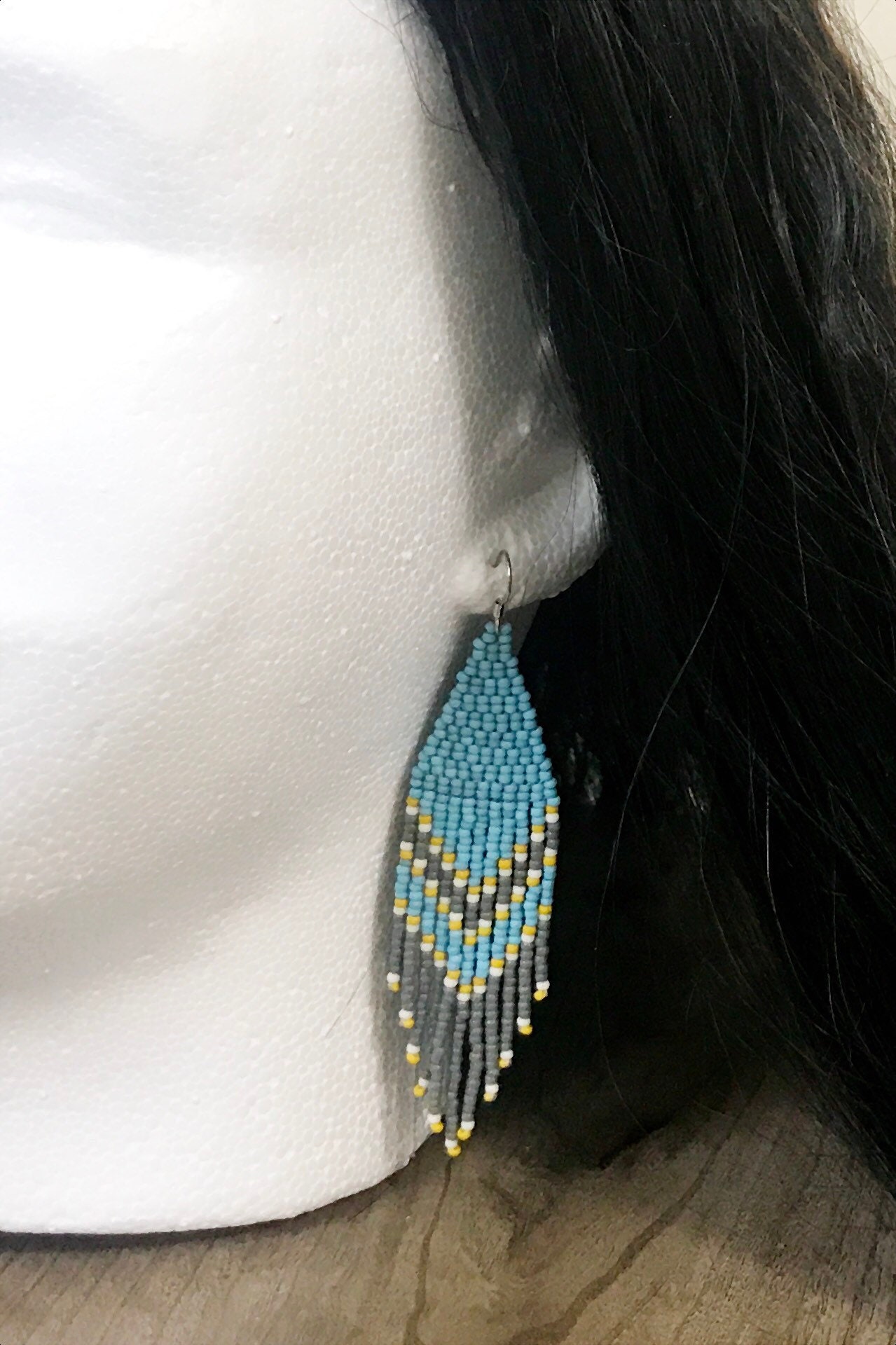 Blue Seed Bead Earrings - Etsy