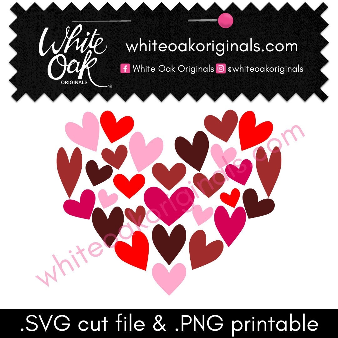 Hearts SVG Cut File & PNG Printable - Etsy