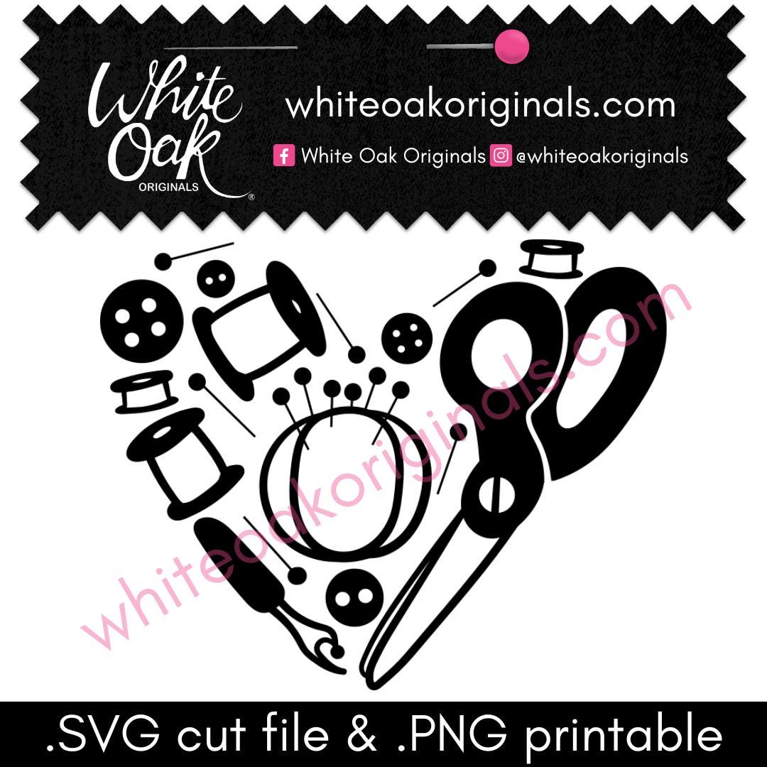 Sewing Heart SVG Cut File & PNG Printable - Etsy