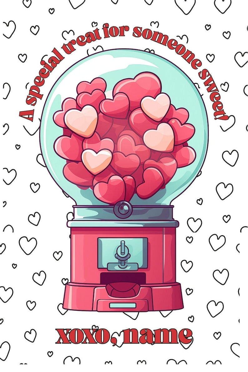 Gumball Machine - Valentine's Day Card (3 Sizes) - Etsy