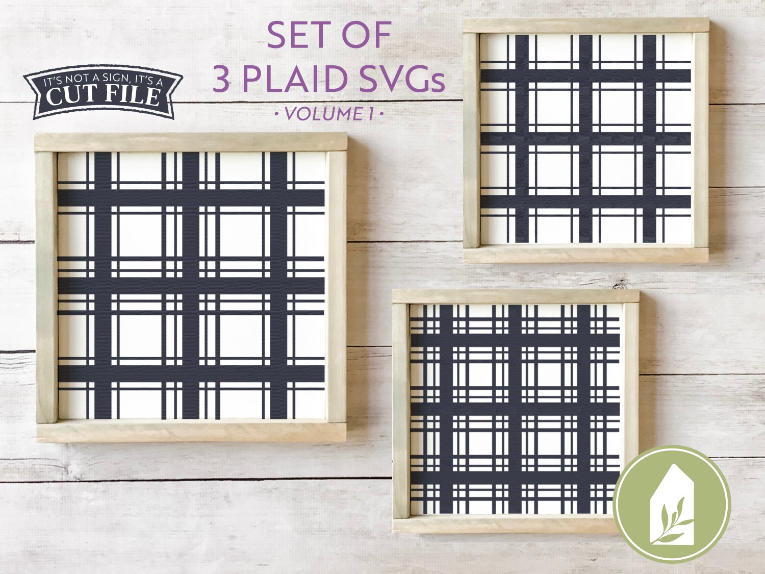 SVG Bundle Single Color Plaid SVG Set of 3 Farmhouse Svg | Etsy