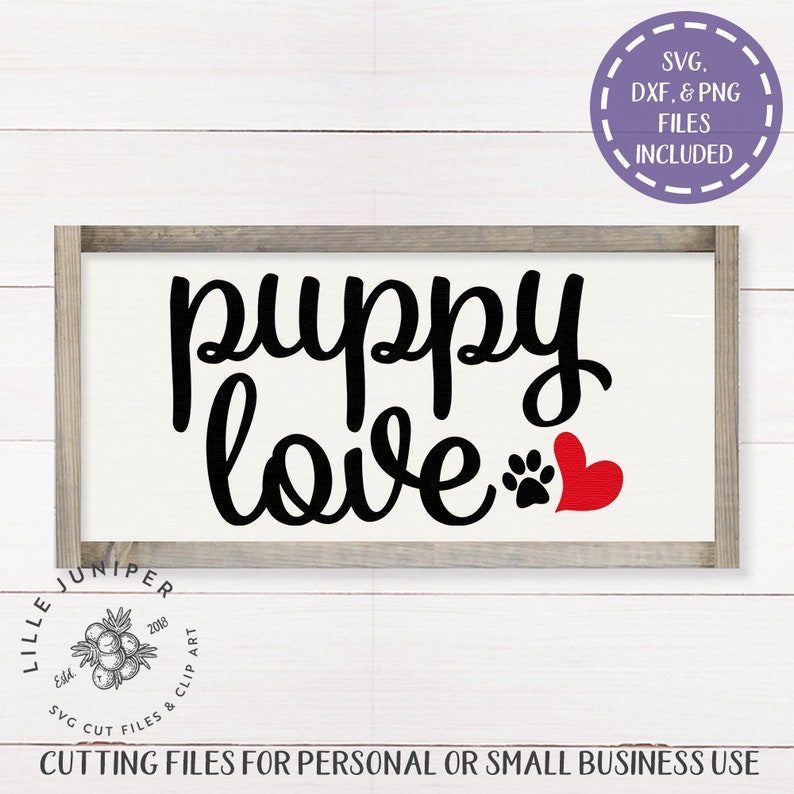 Puppy Love svg Valentine's Day svg Wood Sign svg Rustic | Etsy