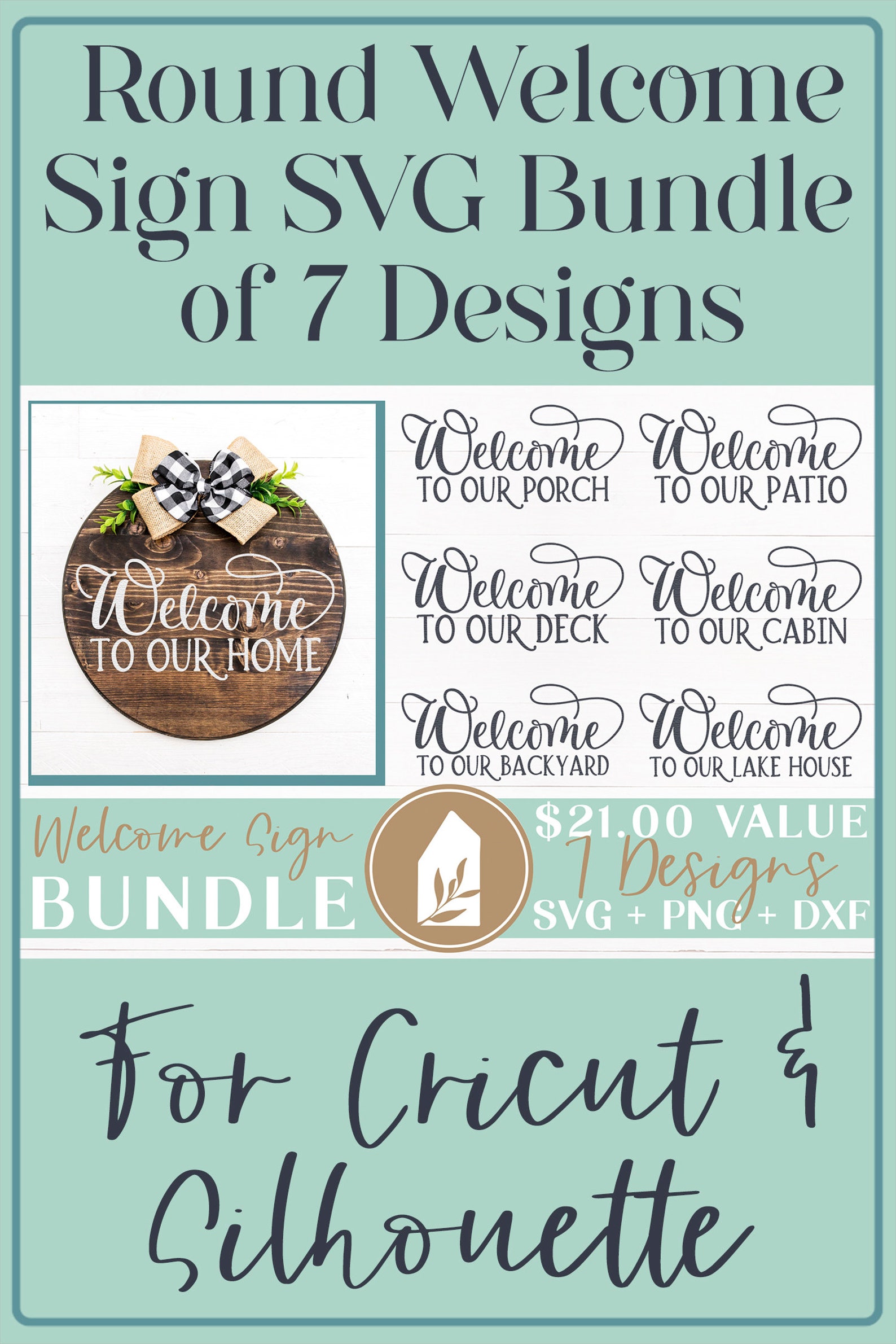Round Welcome Sign SVG Bundle Front Porch SVG Bundle | Etsy