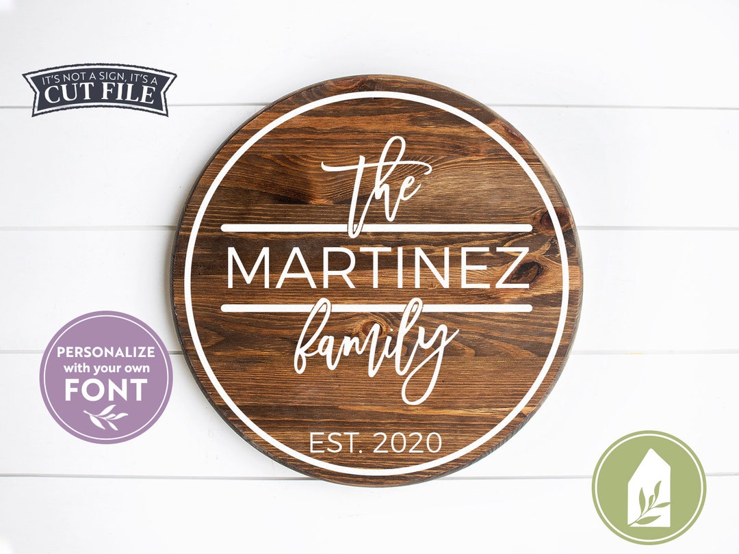 Circle Last Name SVG Files, Family Name Cutting Files, Farmhouse ...