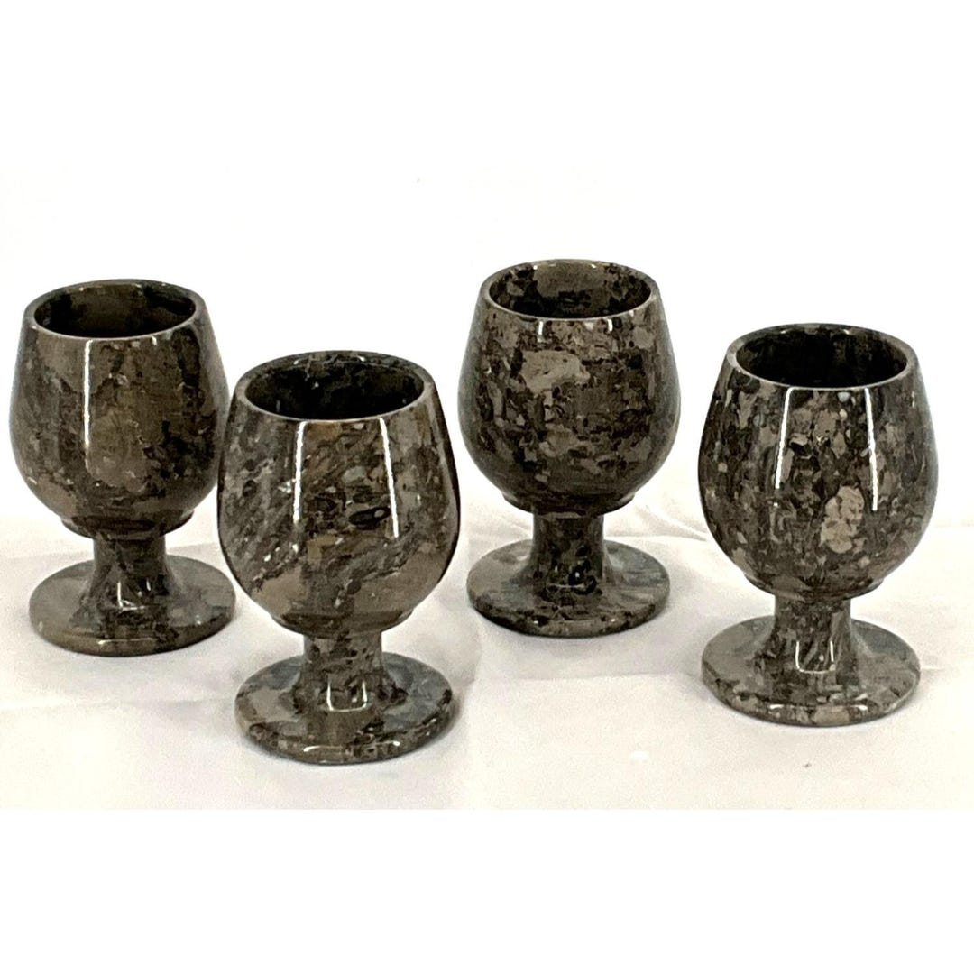 Vintage Marble Mini Wine Glasses Goblets Set of 4 Gray Taupe Brown - Etsy