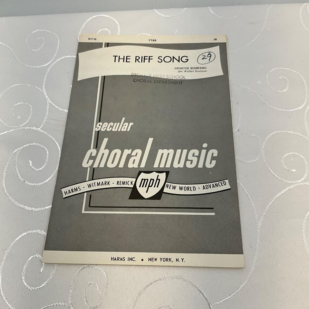 Vintage 1952 the Riff Song Sheet Music Secular Choral Music by Harms Inc. New York - Etsy