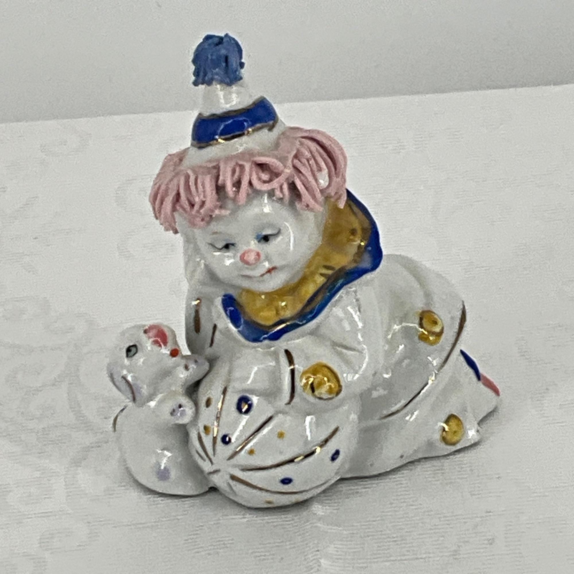 Porcelain Spaghetti Hair Clown Figurines S/2 Vintage Babies Dog ...