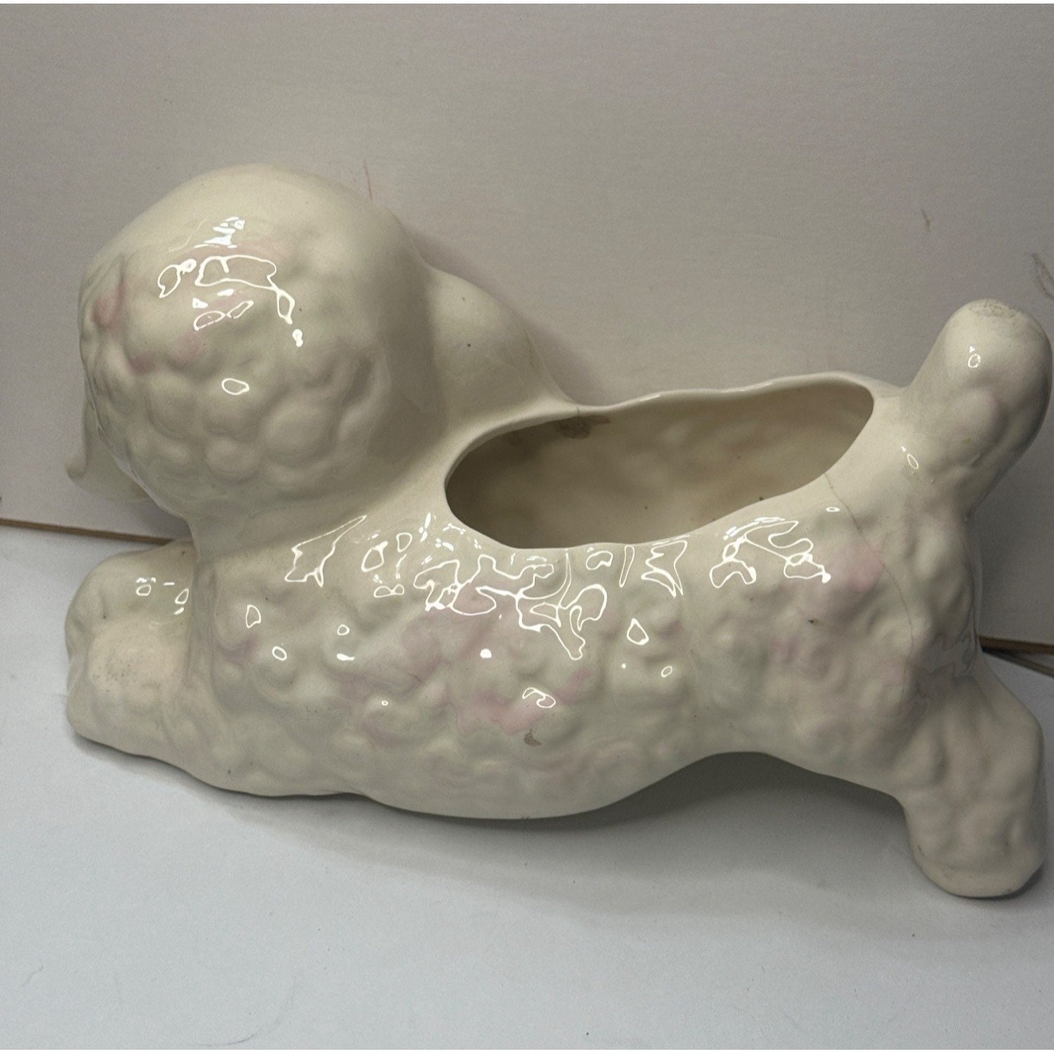 Vintage Playful Lamb Planter White Pink Bow Nursery Decor Planter - Etsy