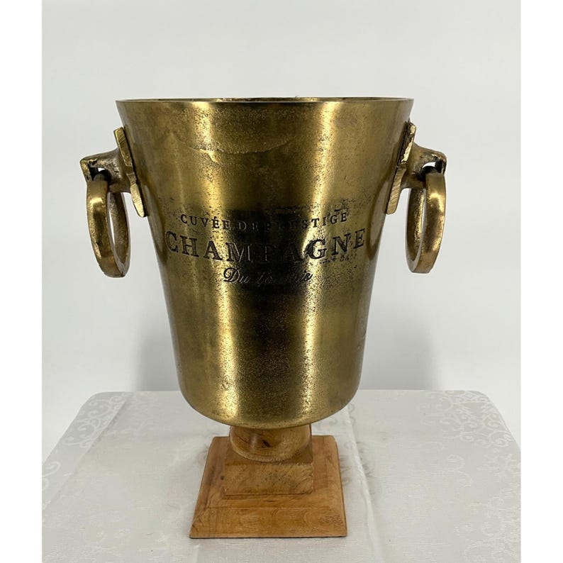 Vintage Brass Champagne Bucket Cuvee Deprestige Champagne Du Louvois ...