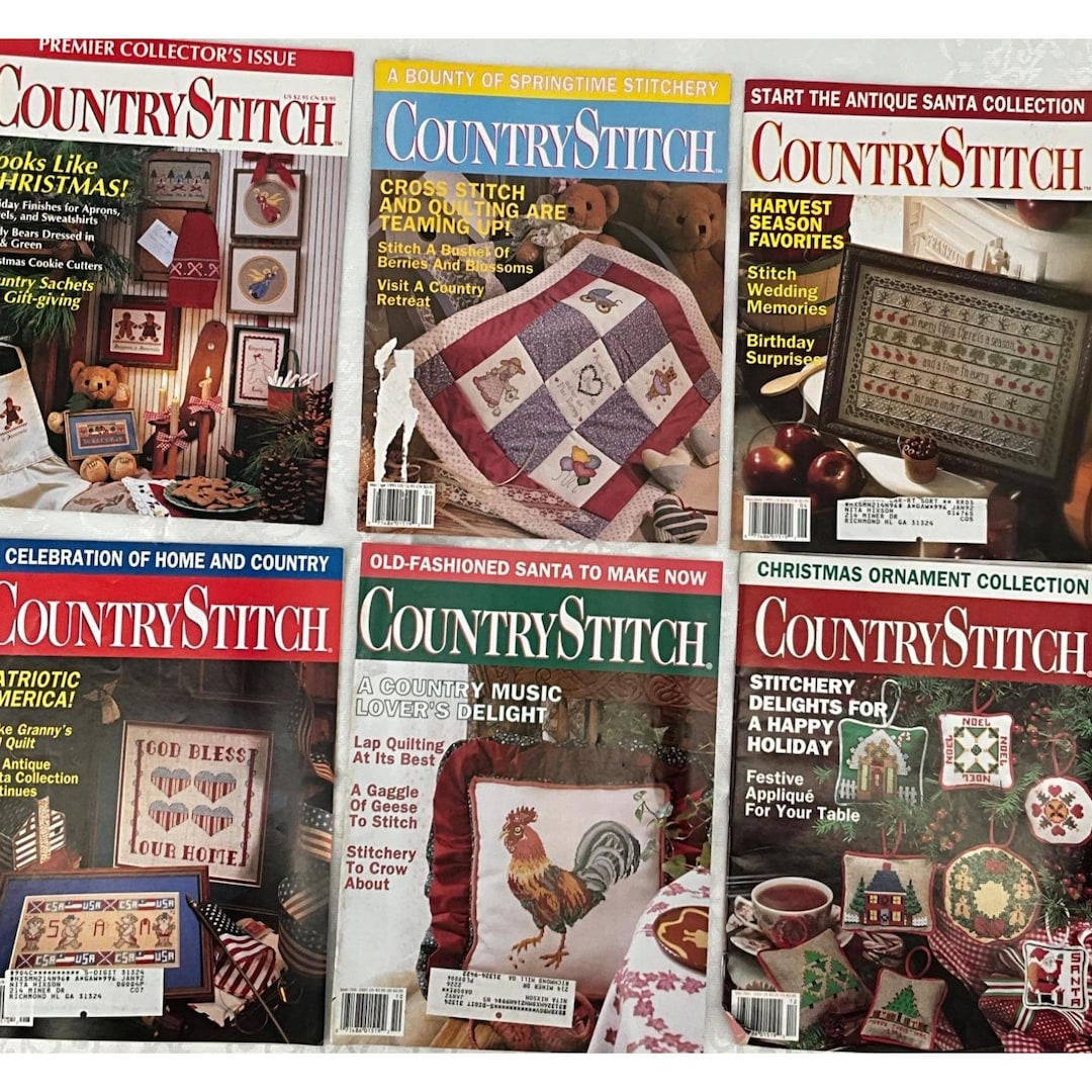 Vintage Country Stitch Cross-stitch Magazine Collection 1991 Set of 5 ...