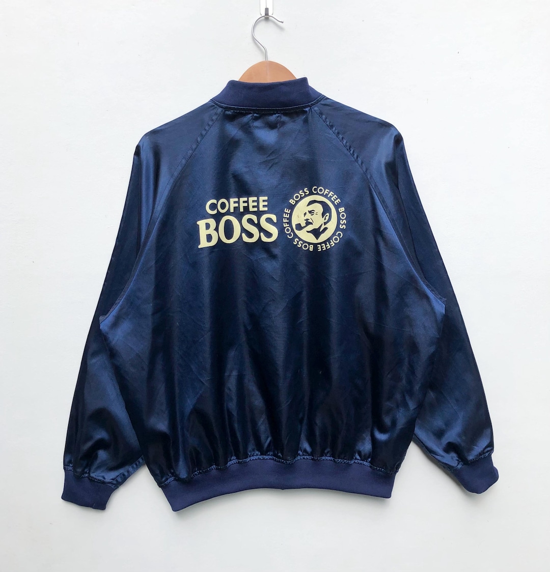 Vintage Suntory Boss Coffee Nylon Jacket Large Size Baseball Jacket ...