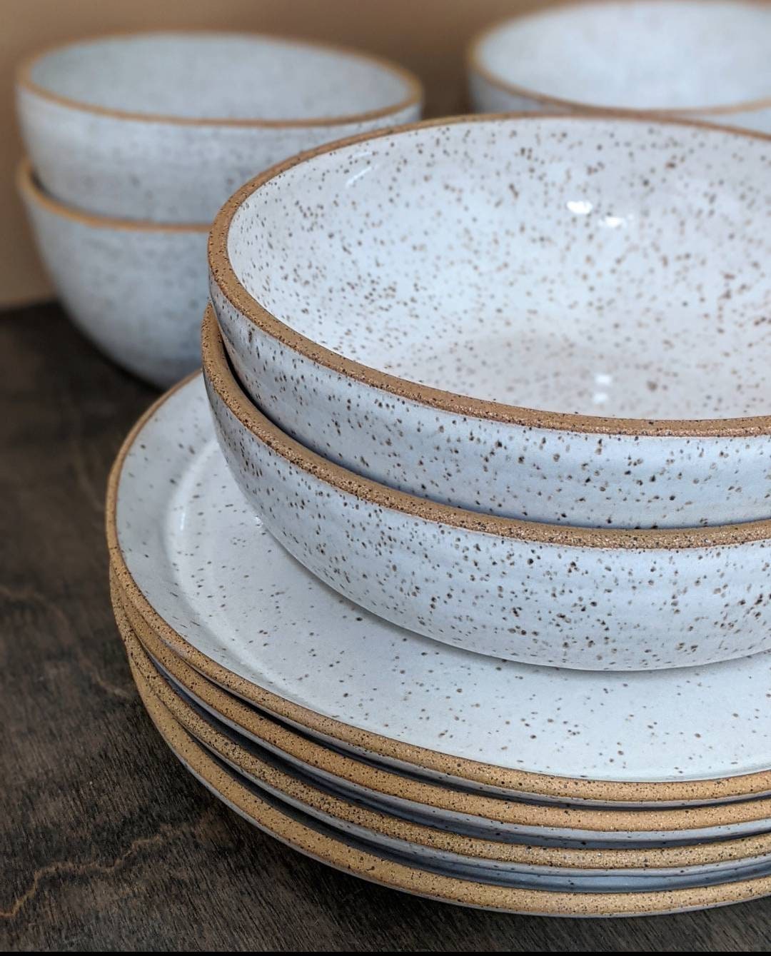 Plate and Bowl Set | MADE TO ORDER | Four Dinner Plates | Four Pasta ...