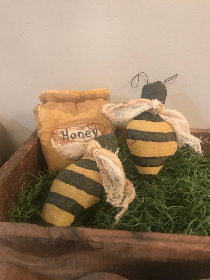 Primitive Bee, Hive, Honey Jar Bowl Filler, Tuck, Ornie, Shelf Sitter ...