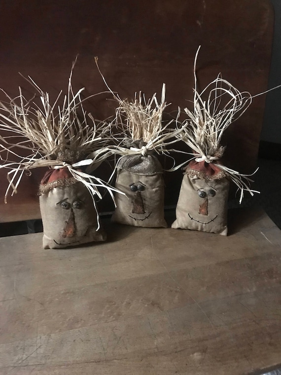 Set of 3 Primitive Scarecrow Thanksgiving Halloween bowl | Etsy