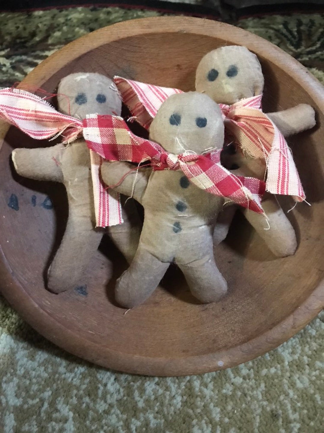 Set of 3 Primitive Gingerbread Men Bowl Fillers, Tucks, Shelf Sitter ...