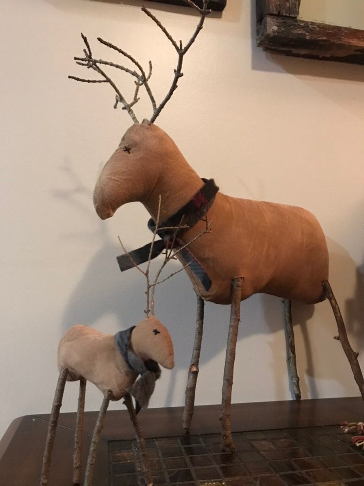 Primitive Reindeer Decor | Etsy