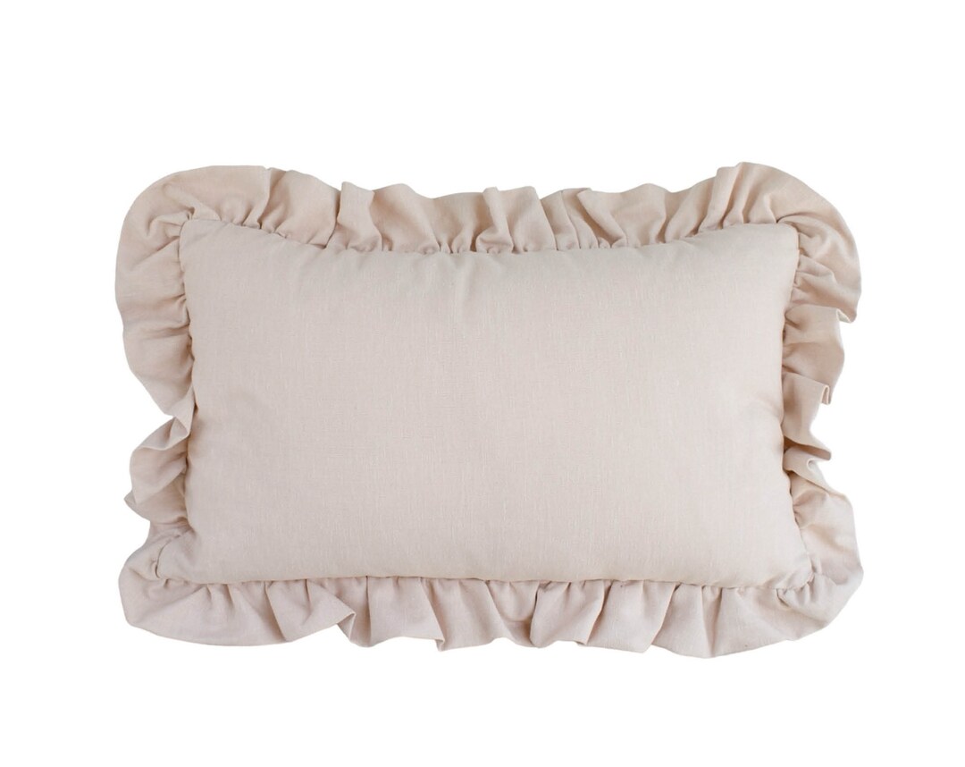 Ruffled Throw Pillow for Couch, Light Pink Throw Pillow for Sofa, 12x20 ...