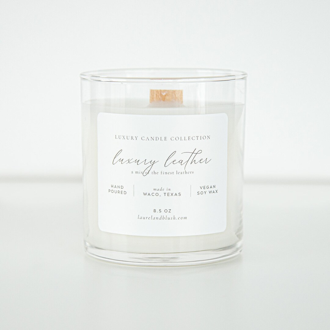 Luxury Leather Candle, Soy Candle, 11 Oz Wood Wick Candle, Luxury Home ...