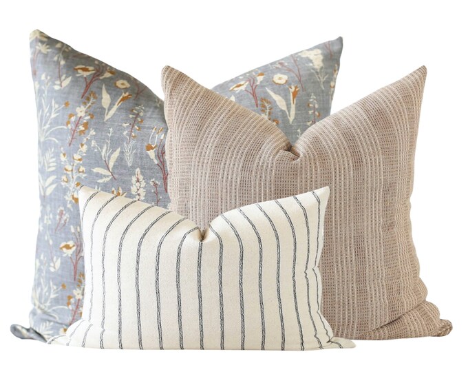 SOFA PILLOW COMBO Set of Five Designer Pillow Covers, Neutral Pillow ...