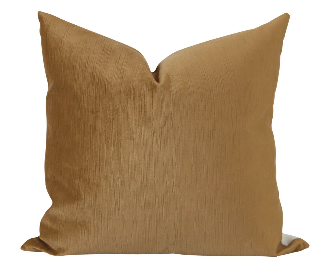 Caramel Throw Pillow Tan Throw Pillow Textured Velvet Pillow - Etsy