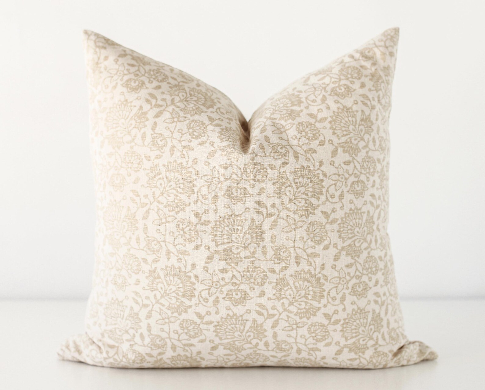 Earthy Pillow Cover Set: Green Linen, Floral Line Art, Cream Stripe - Etsy