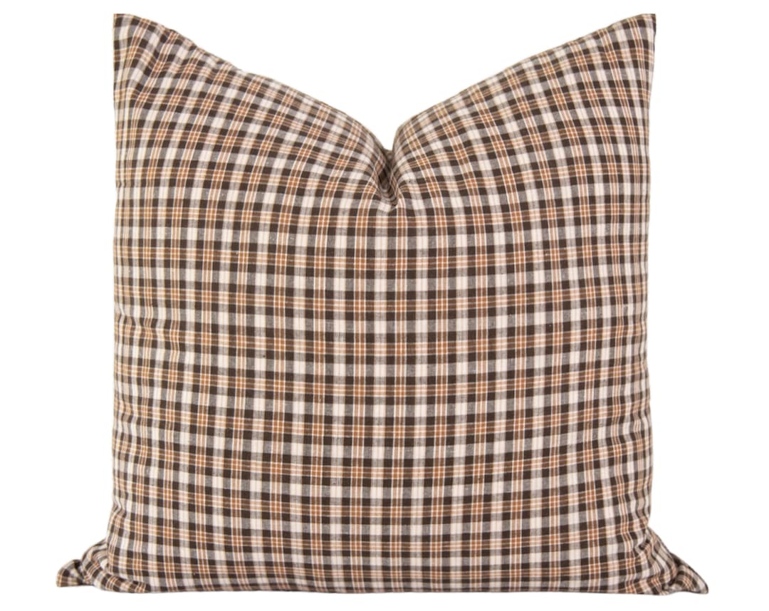 Fall Throw Pillows, Neutral Plaid Pillow Cover 20x20, Fall Plaid Pillow ...