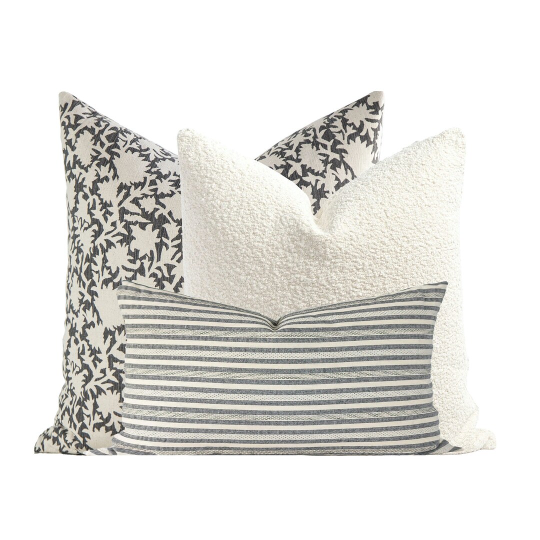 Dark Pillow Combination, Boucle Pillows, Eclectic Pillow Covers ...