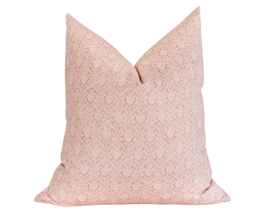 Pink Pillow Cover, Thistle Pillow Cover, Laurel and Blush, Blush ...