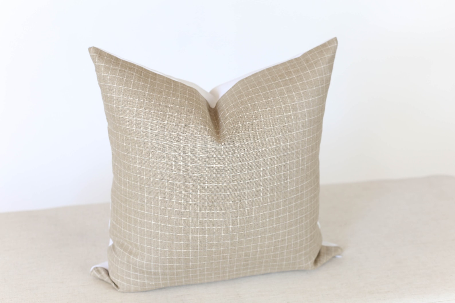 Tan Windowpane Pillow Cover: Beige Plaid Throw Pillow, Modern Farmhouse ...