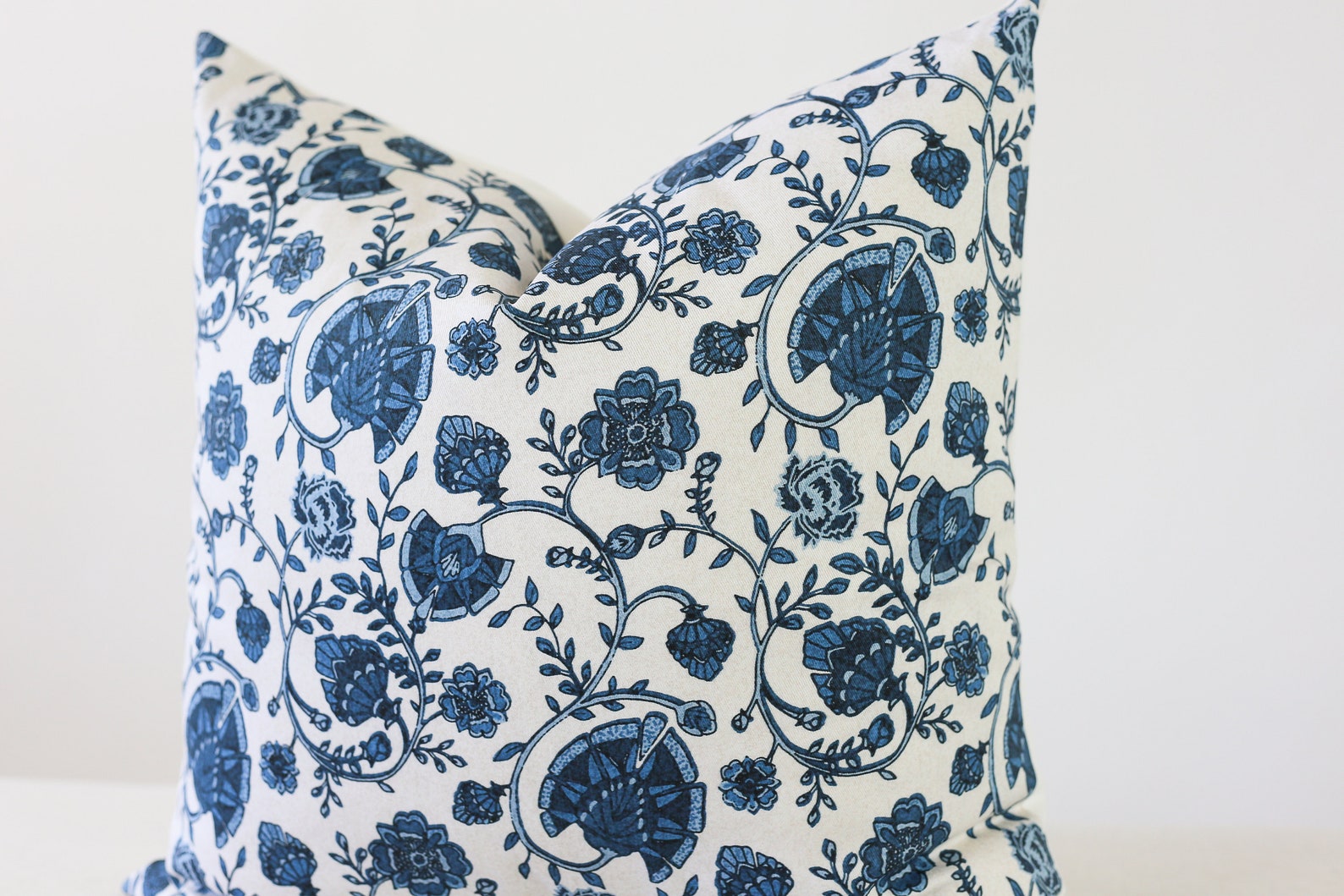 Blue Floral Pillow Designer Floral Pillow Modern Floral - Etsy