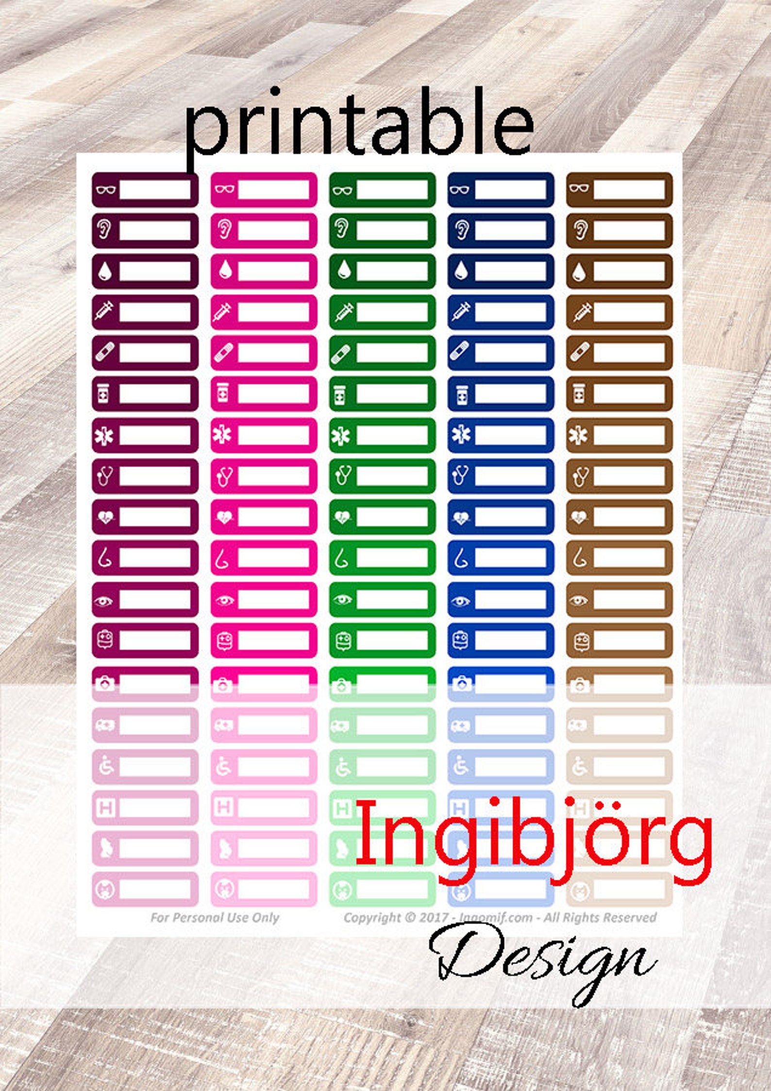 Printable Medical Stickers for Planners - Etsy