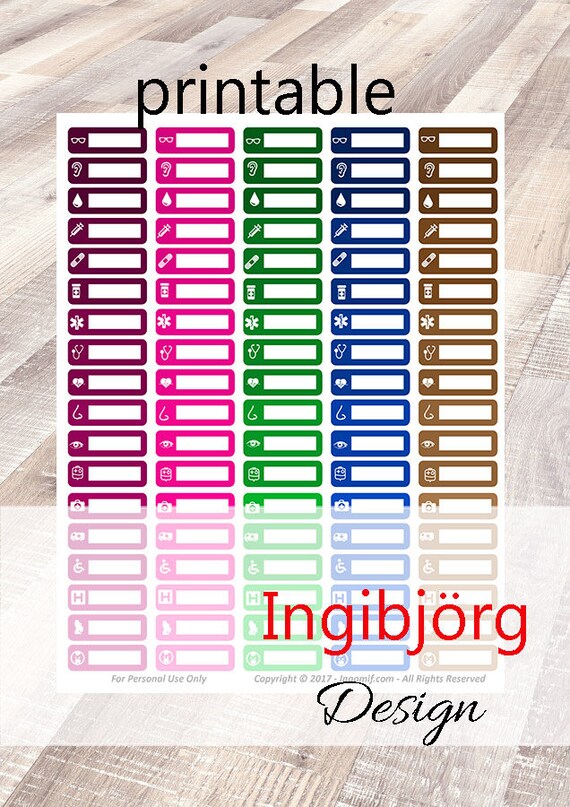 Printable Medical Stickers for Planners | Etsy
