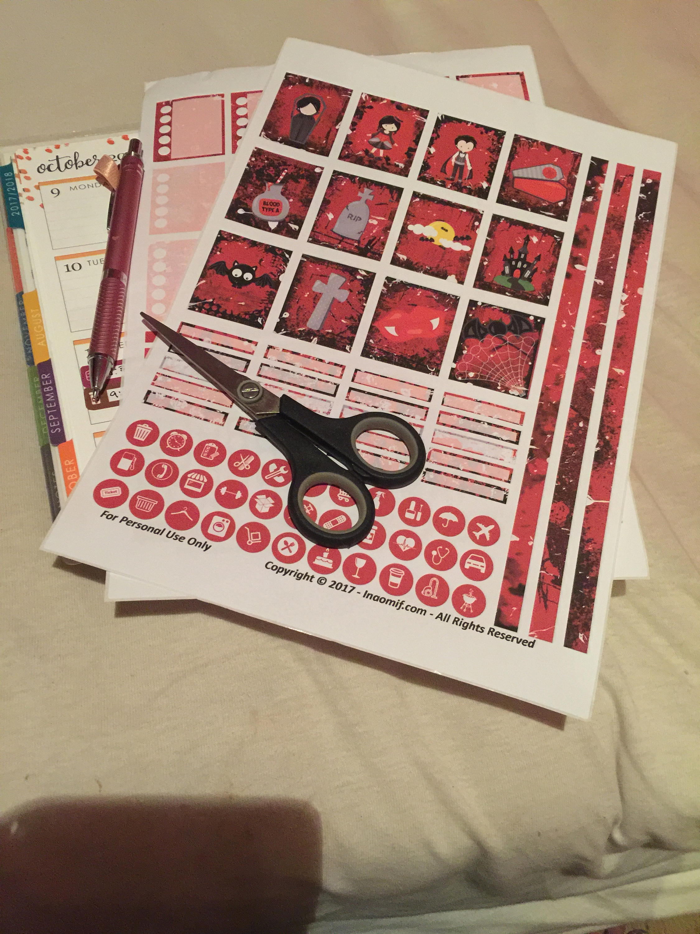Vampire Halloween Printable Planner Stickers - Etsy