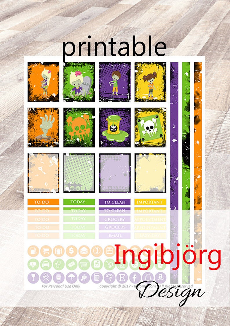Zombie Kids Halloween Printable Planner Kit - Etsy