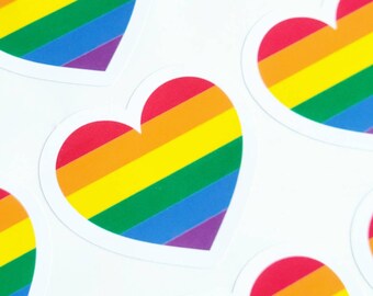 Rainbow Heart Die Cut Sticker - Etsy