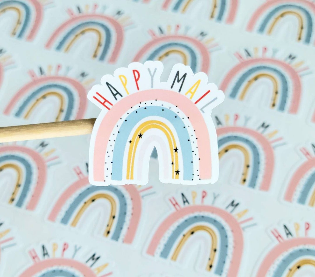 Rainbow Happy Mail Stickers, Envelope Stickers, Small Business Stickers ...