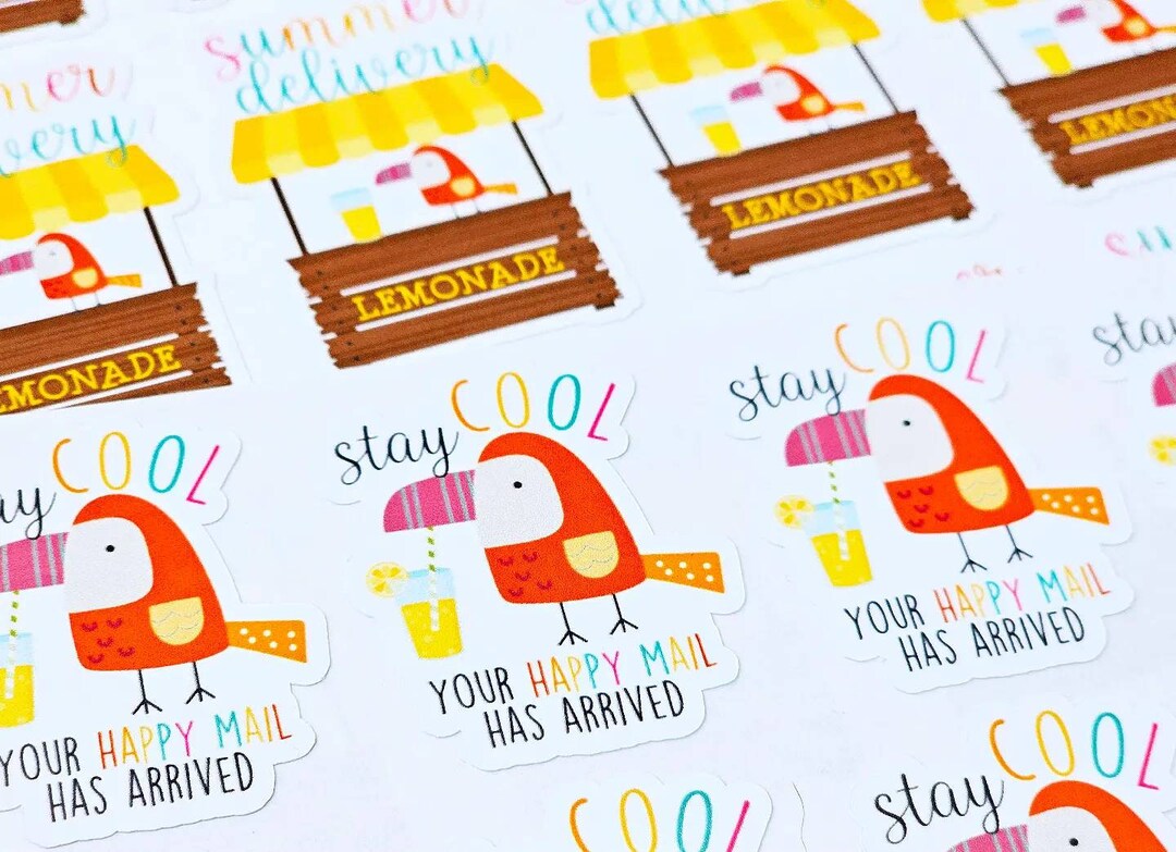 Summer Happy Mail Stickers, Summer Stickers, Lemon Stickers, Thank You ...