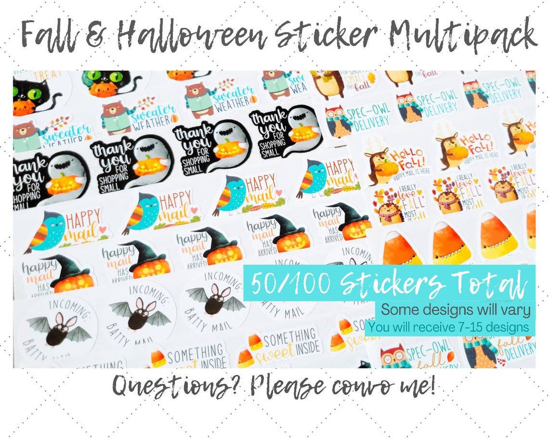 Fall Happy Mail Sticker Multipack, Fall Mail Stickers, Halloween ...