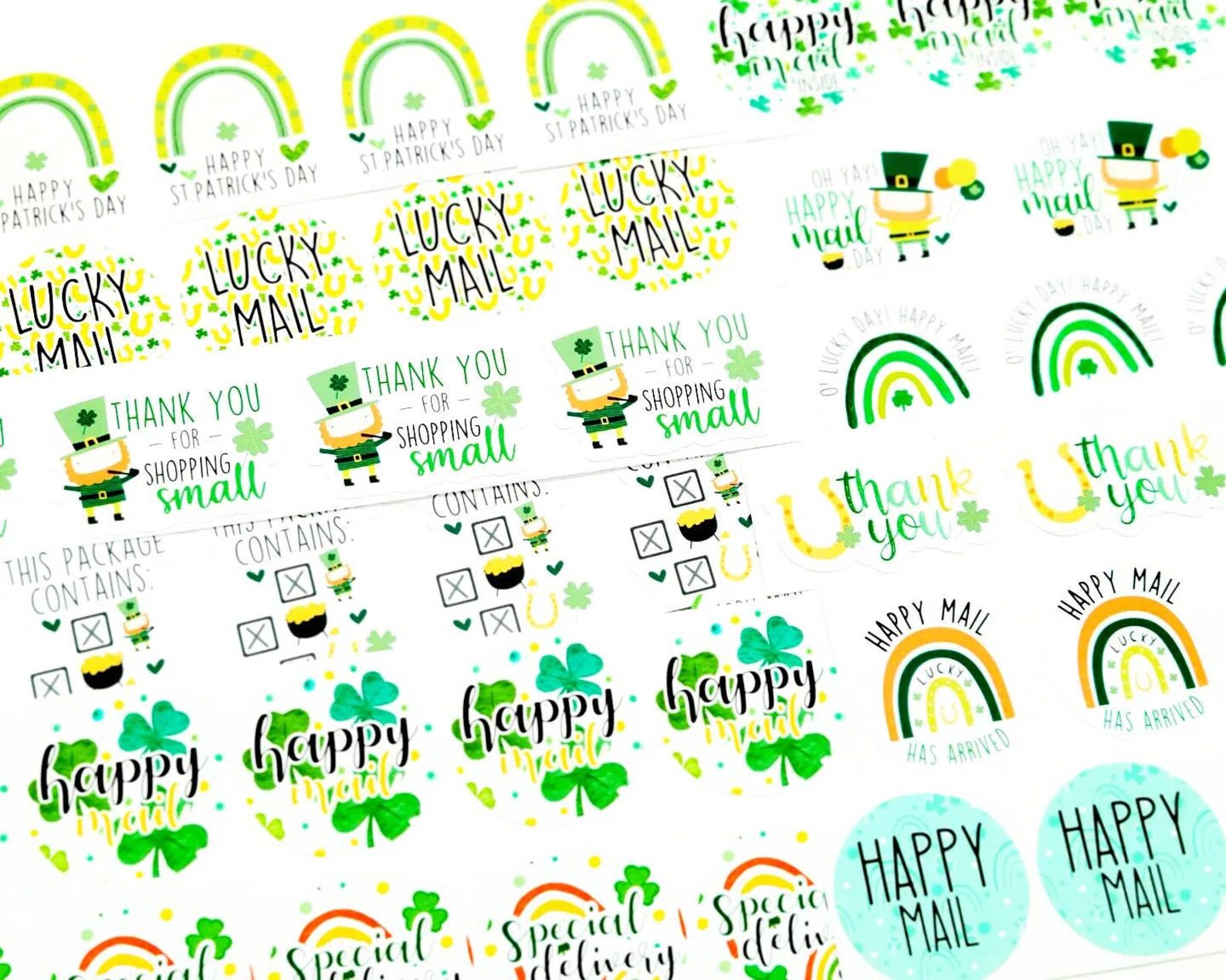 St. Patrick's Day Happy Mail Stickers, Shamrock Stickers, Small ...