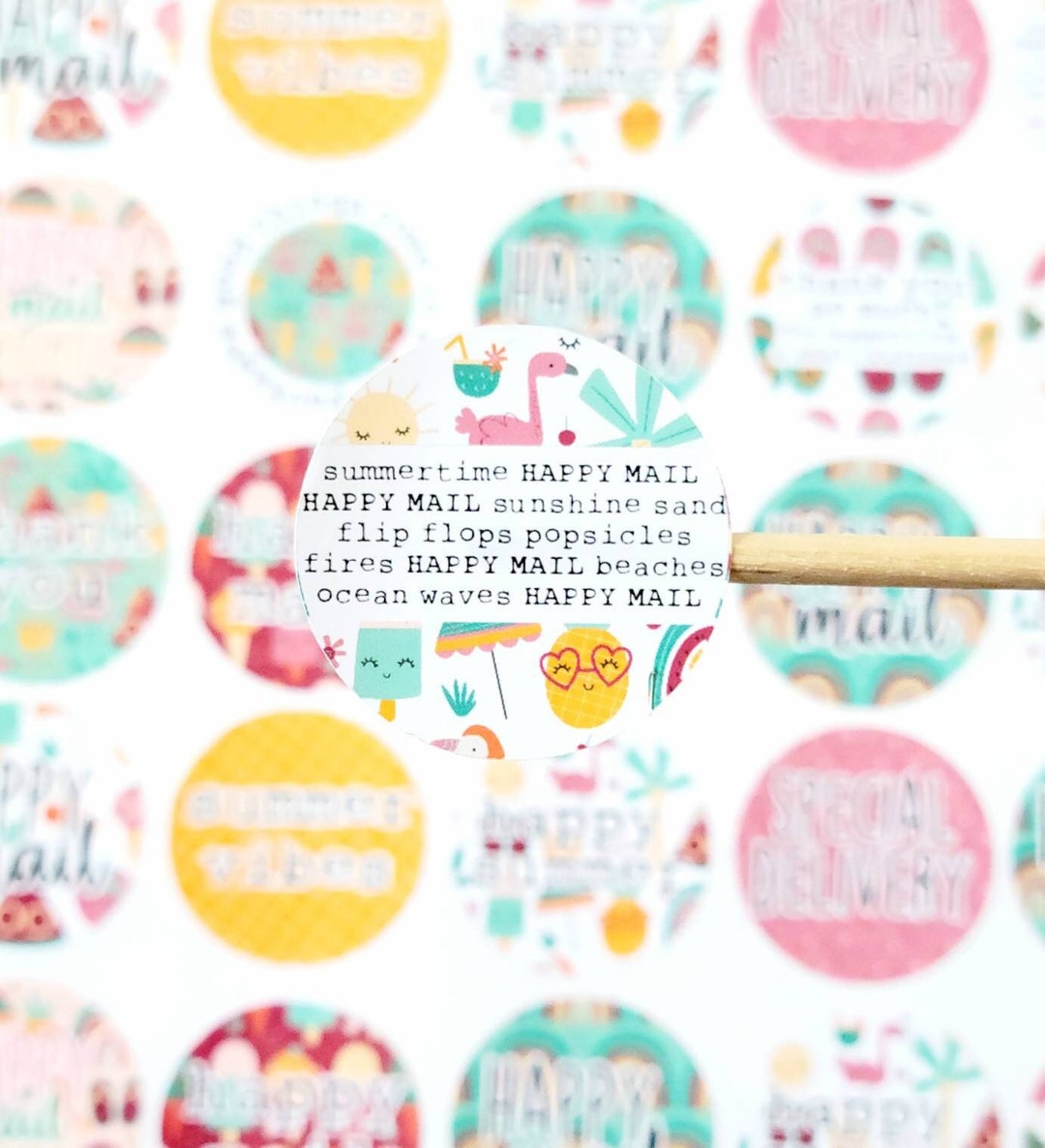 Summer Happy Mail Stickers, Thank You Stickers, Small Business Stickers ...