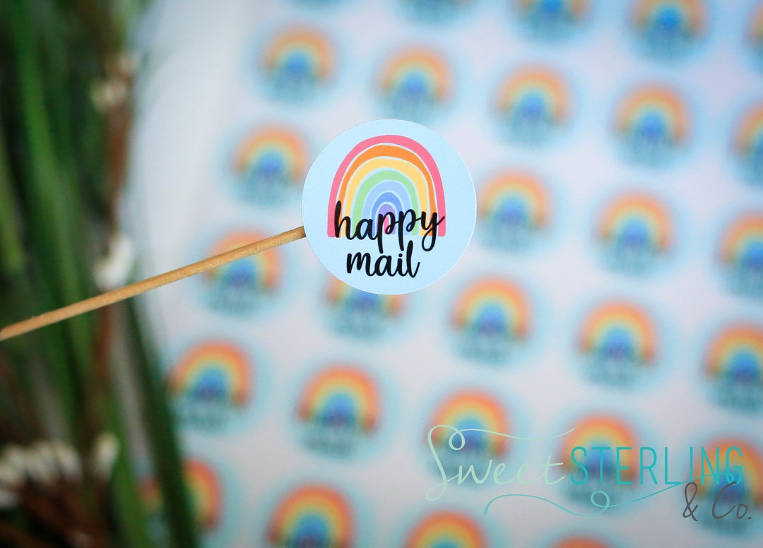 Rainbow Happy Mail Stickers, Envelope Stickers, Small Business Stickers ...