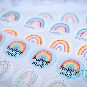 Rainbow Happy Mail Stickers, Envelope Stickers, Small Business Stickers ...