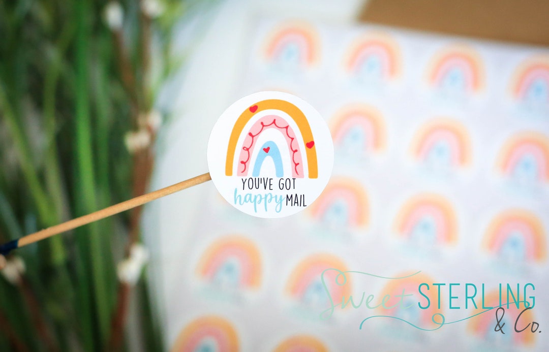 Rainbow Happy Mail Stickers, Envelope Stickers, Small Business Stickers ...