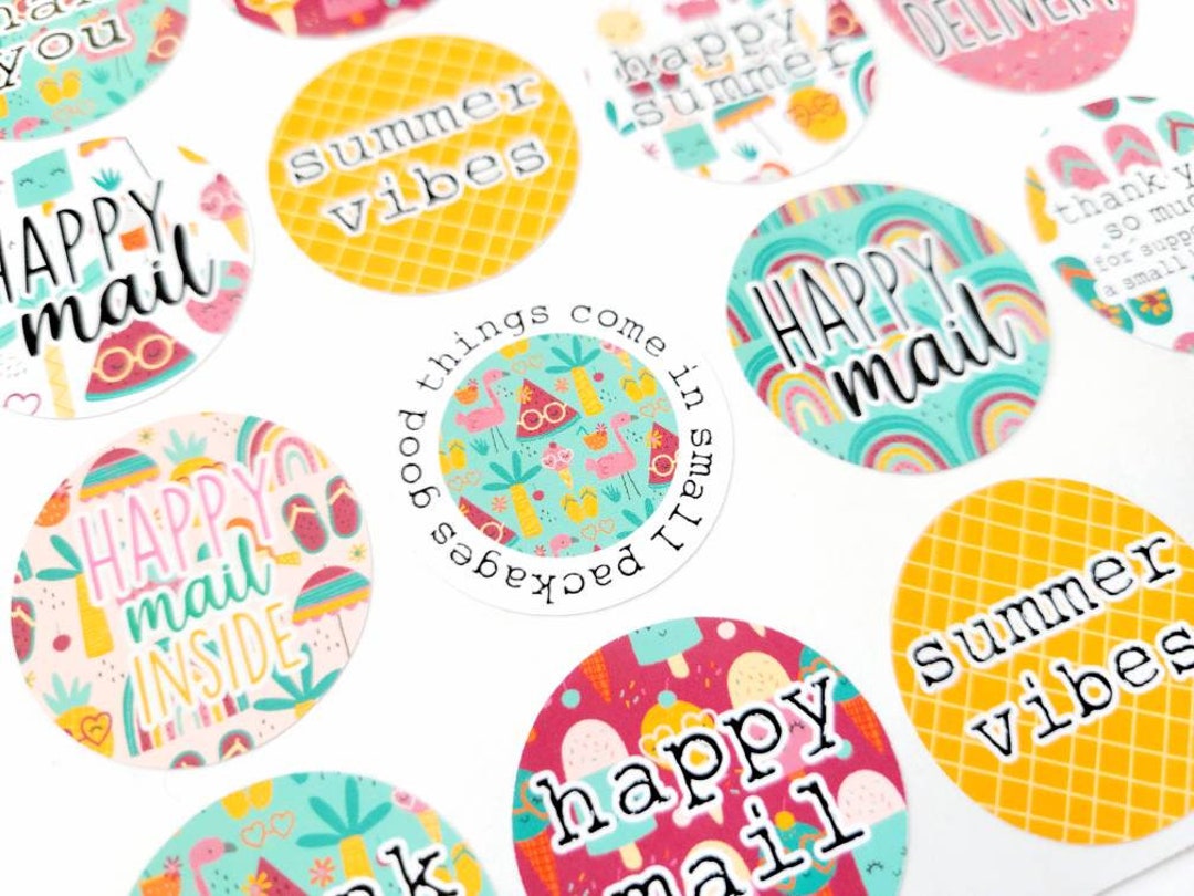 Summer Happy Mail Stickers, Rainbow Stickers, Thank You Stickers ...