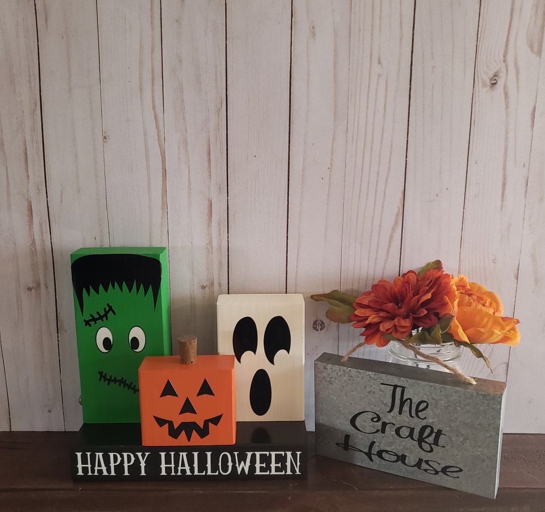 Halloween Wood Blocks Halloween Home Decor Halloween Block - Etsy