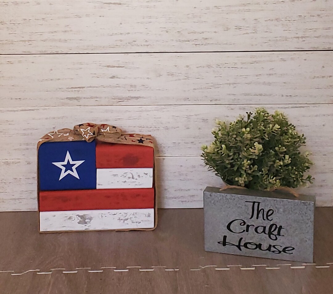 4th of July Wood Block Flag, 4th of July Home Decor, Patriotic Block ...