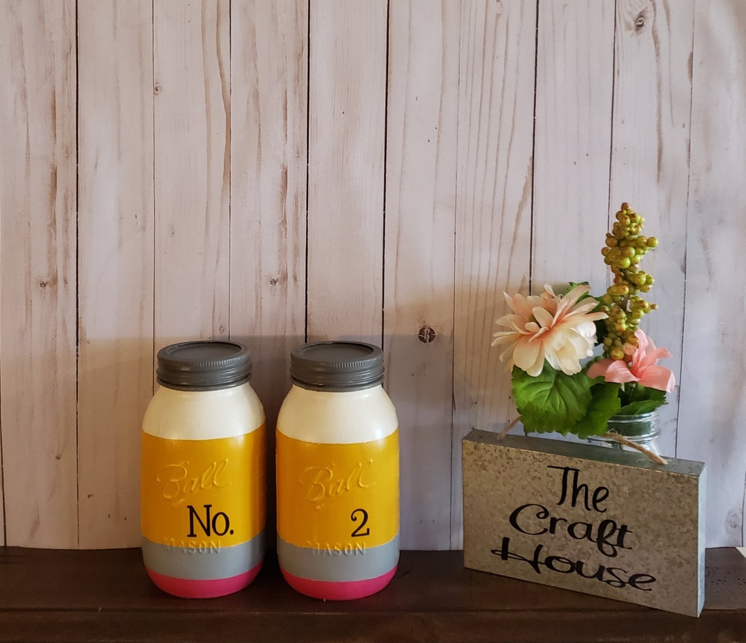 Pencil Mason Jars, Teacher Gift, Back to School Decor, Teacher ...