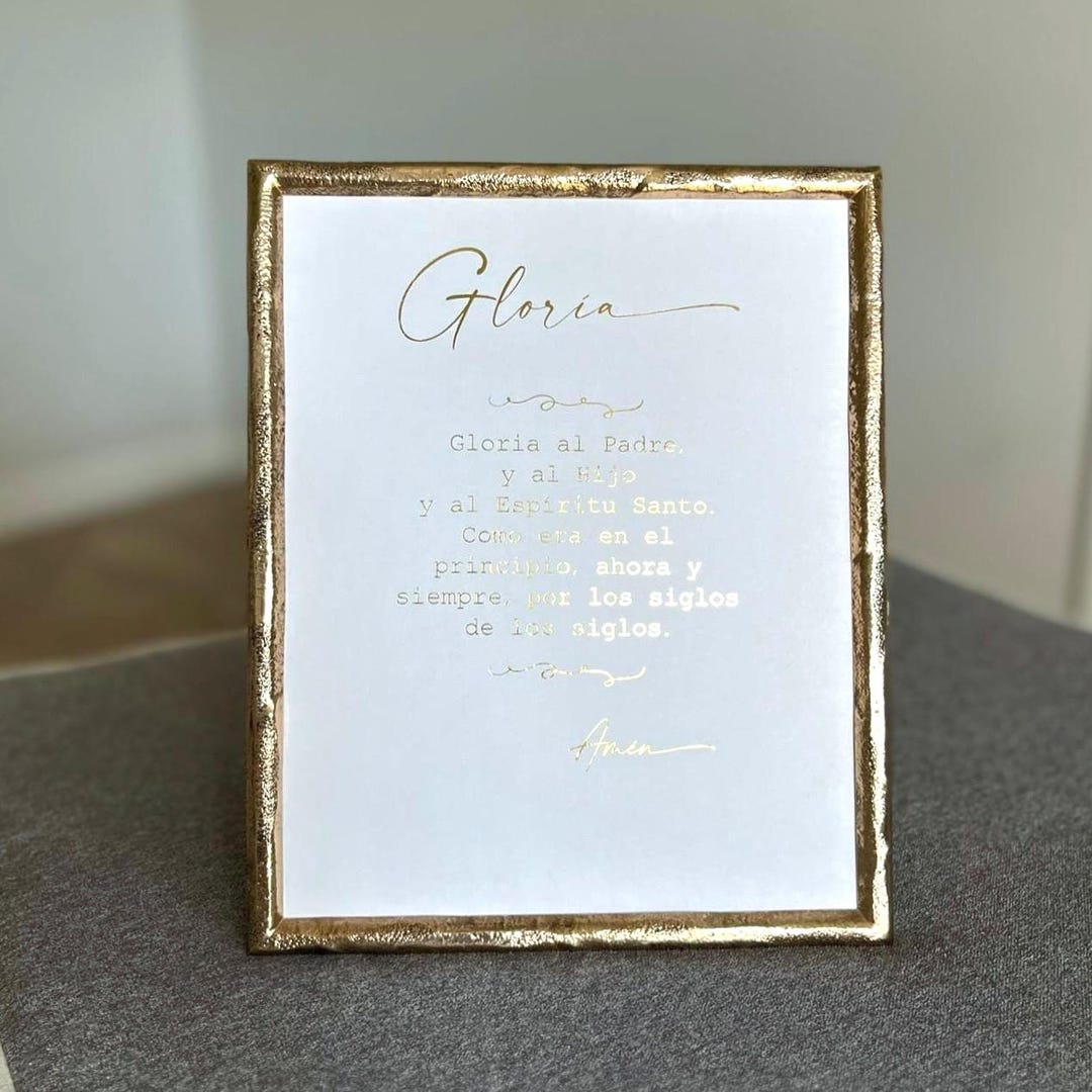 Gloria En Español, Glory Be in Spanish, Catholic Prayers Spanish, Gold ...