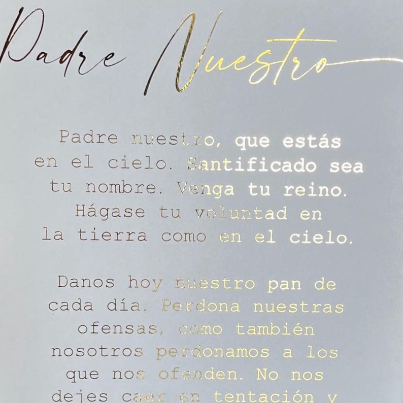 Padre Nuestro En Español, Our Father Foil Print in Spanish - Etsy